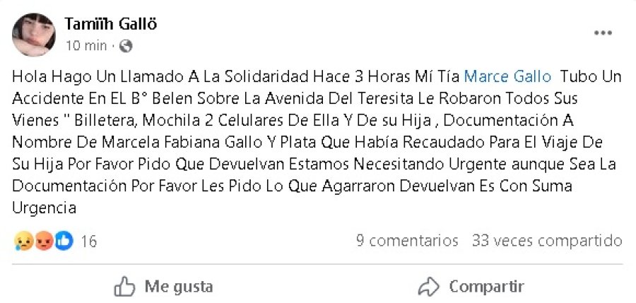 Denuncian que le robaron la mochila a la joven madre que murió en el ...