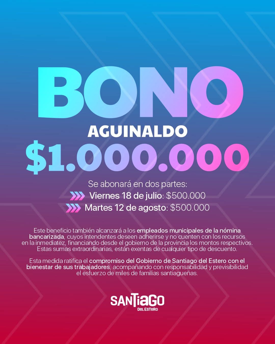 Pago de la primera cuota del aguinaldo - Sur Santiagueño - Sur Santiagueño